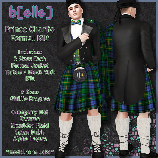 Second Life Marketplace - b[ELLE] Prince Charlie Formal Kilt Broun